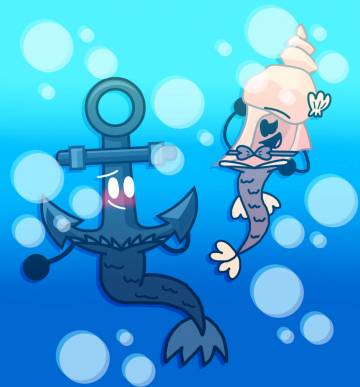 Anchor and Conch Shell as mermaids - Sketchers United