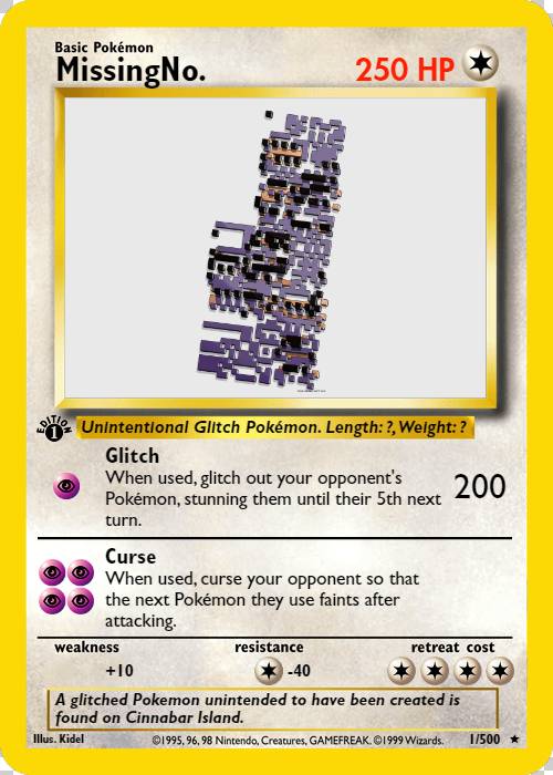Pokemon Missingno Card