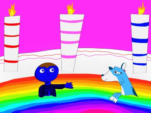 Jacob630 and Sky on a giant cake on Sketchers United