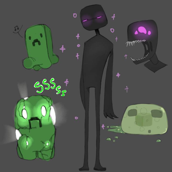 Minecraft Anime Enderman And Creeper